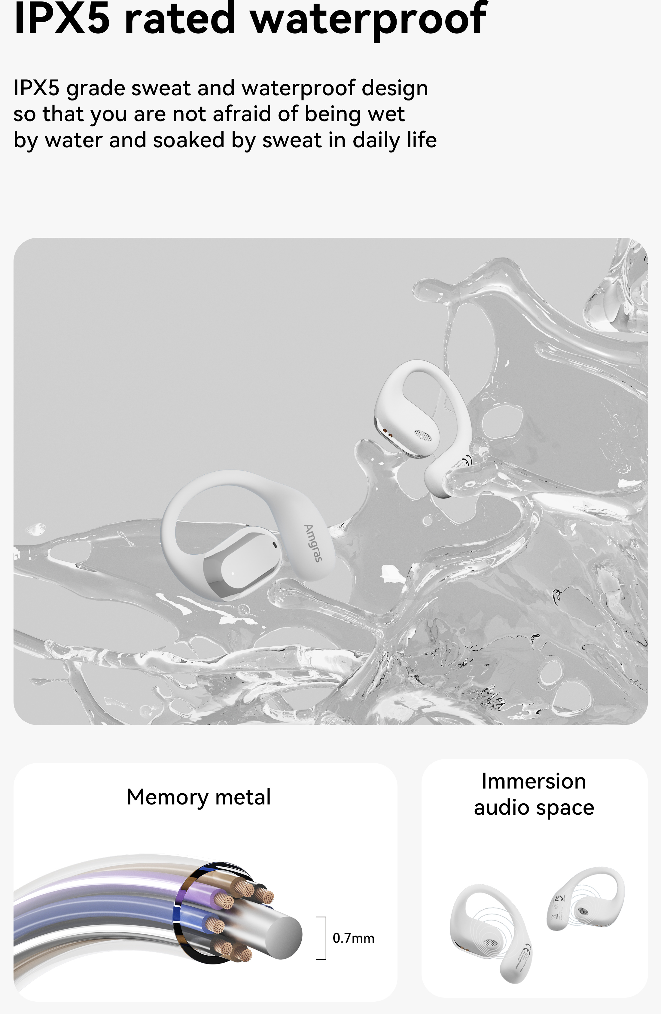 Amgras OpenEcho Ⅳ Ultra OWS Bluetooth Earphone ENC Noise reduction Game ...