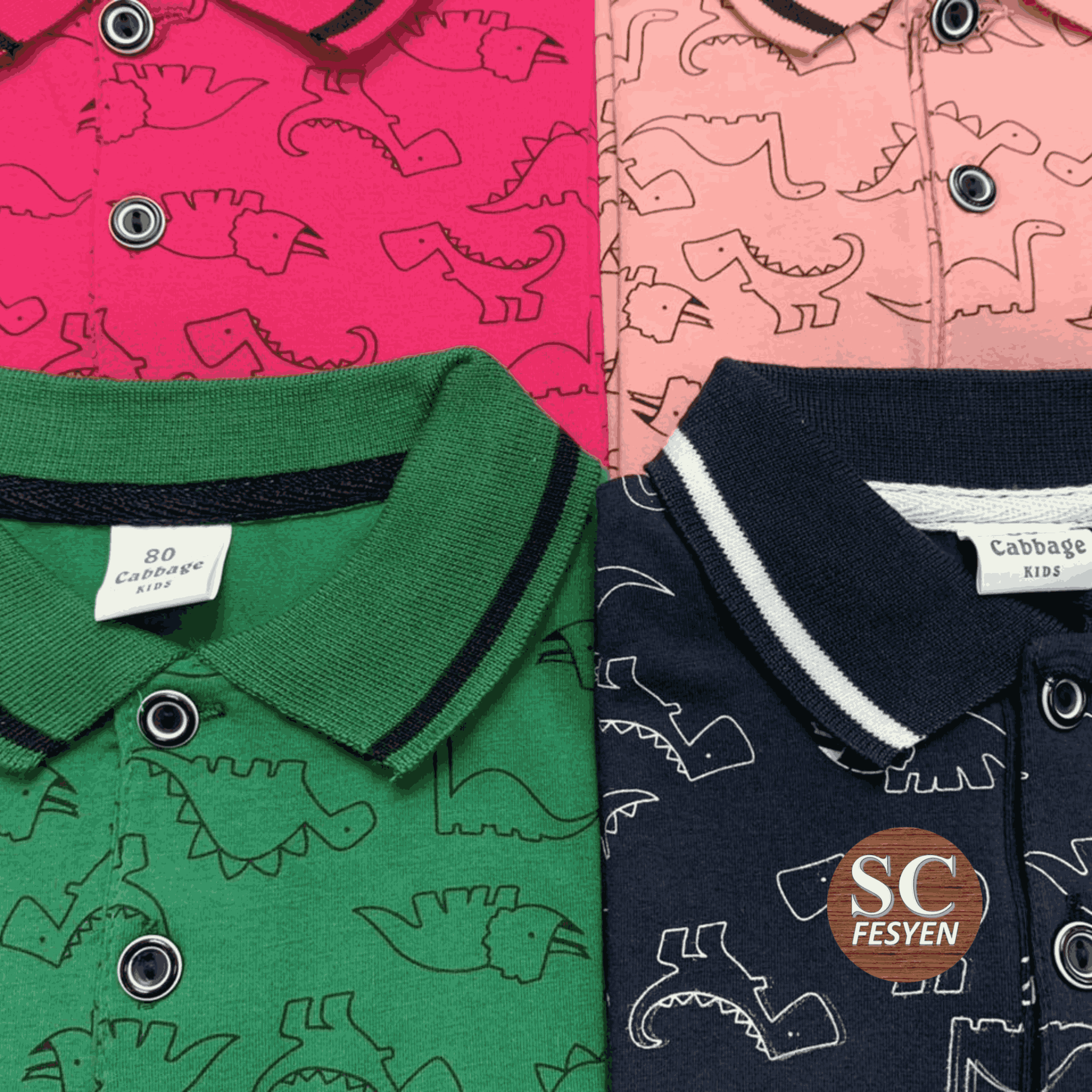 SC Kid Wear Baju Collar Colar Print Dinasor Lengan Pendek Budak Lelaki ...