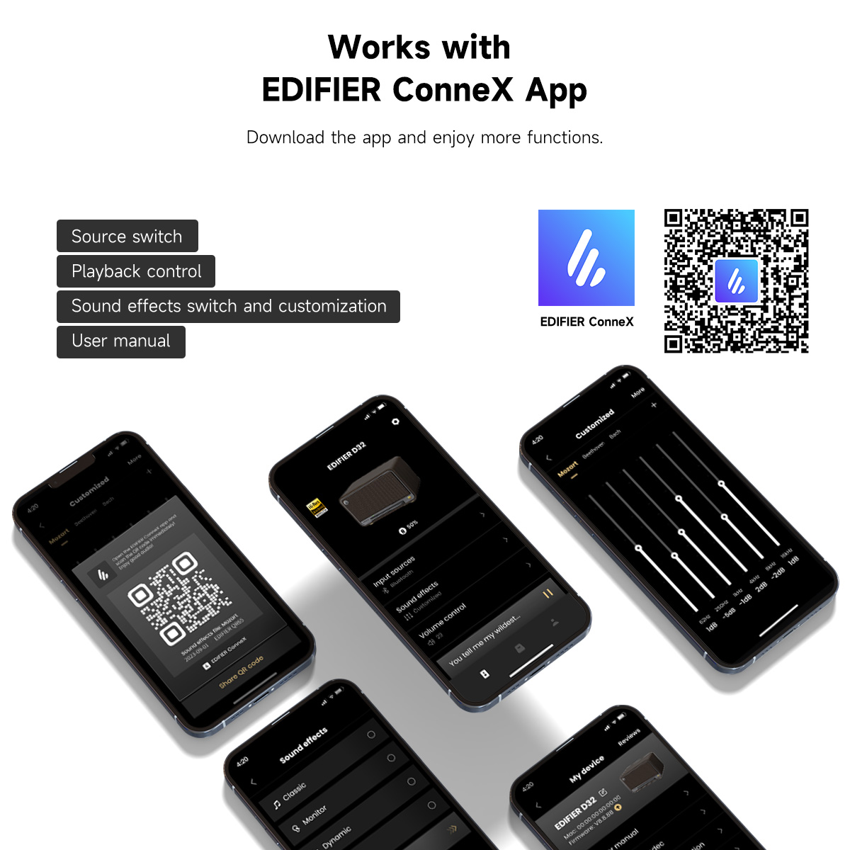 Edifier D32 Portable Wireless Speaker - Hi-Res Audio | Apple Airplay2 | ConneX App | 60W RMS ...