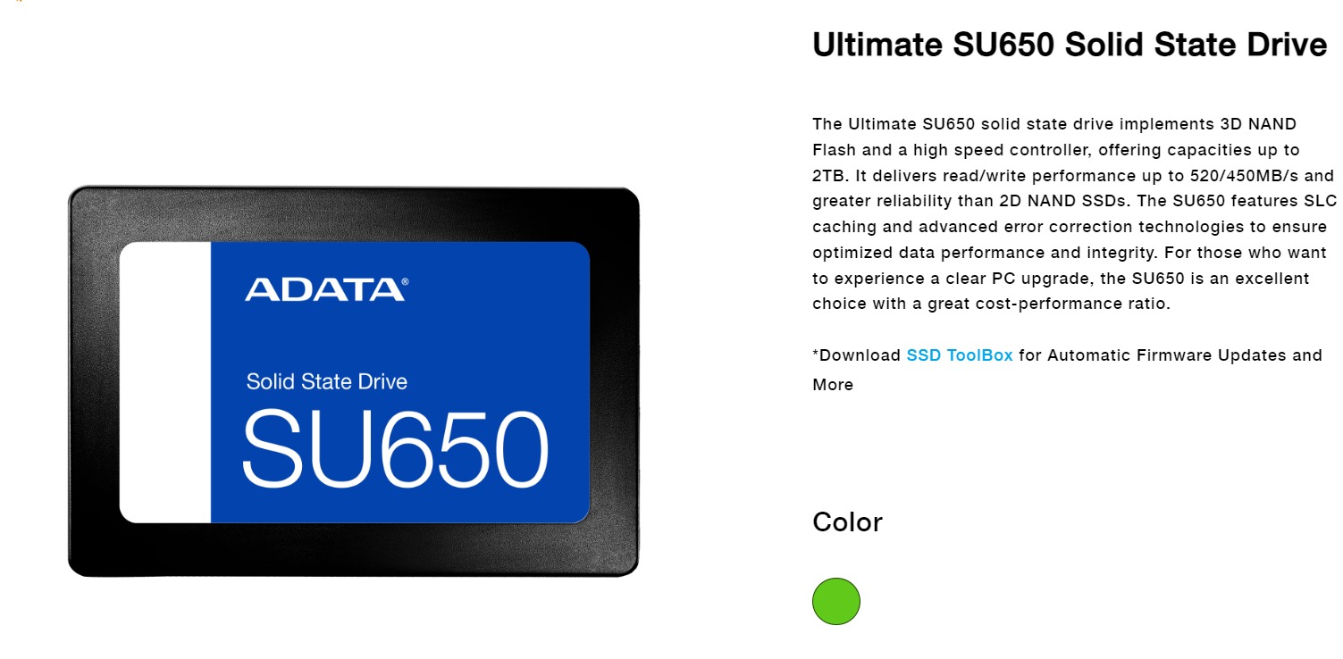 ADATA Ultimate SU650 1TB 512GB 480GB 256GB 240GB 120GB SSD Sata Solid State Drive 3D NAND ...