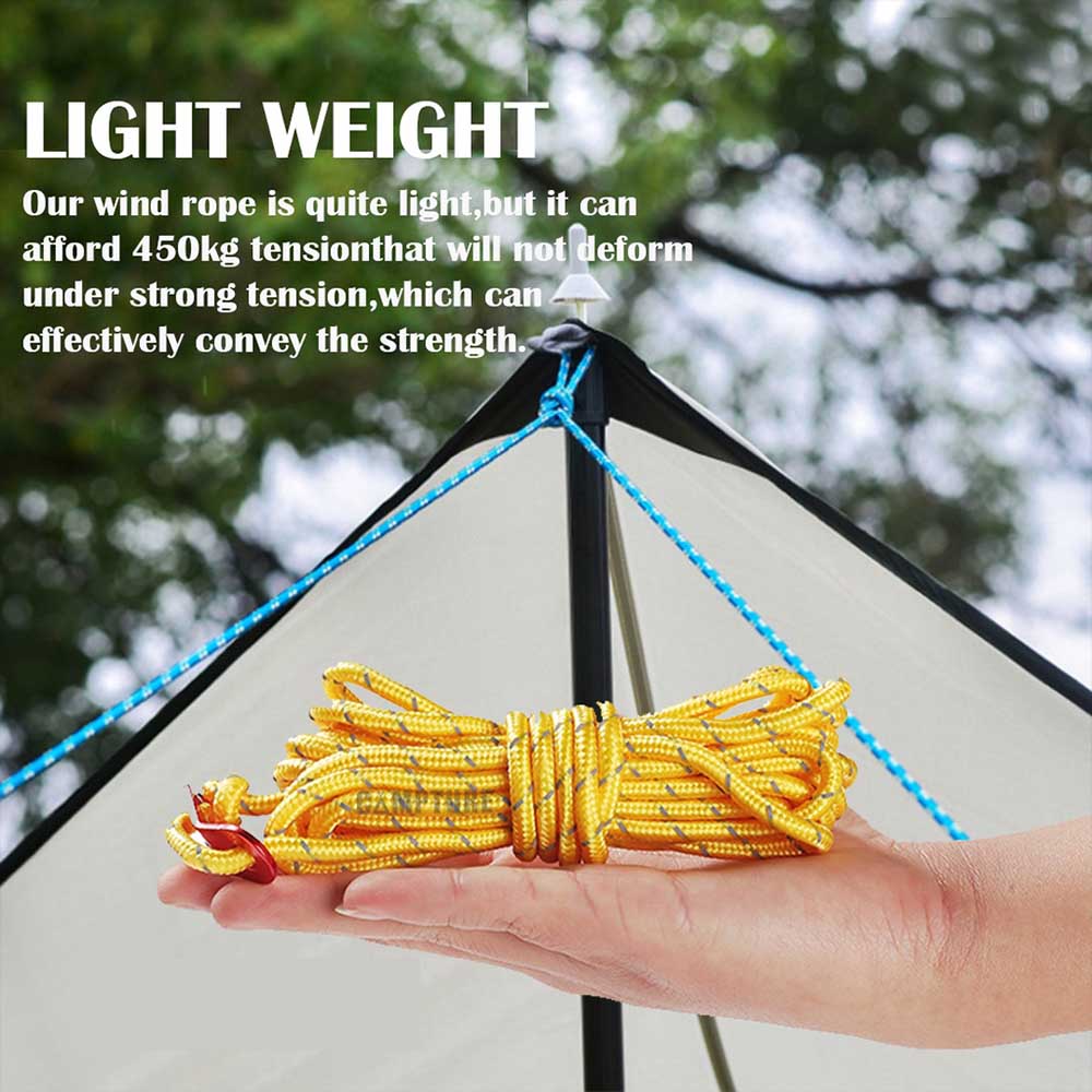 4 Meter Reflective Camping Rope Tent Ropes Flysheet Wind Rope Tensioner ...