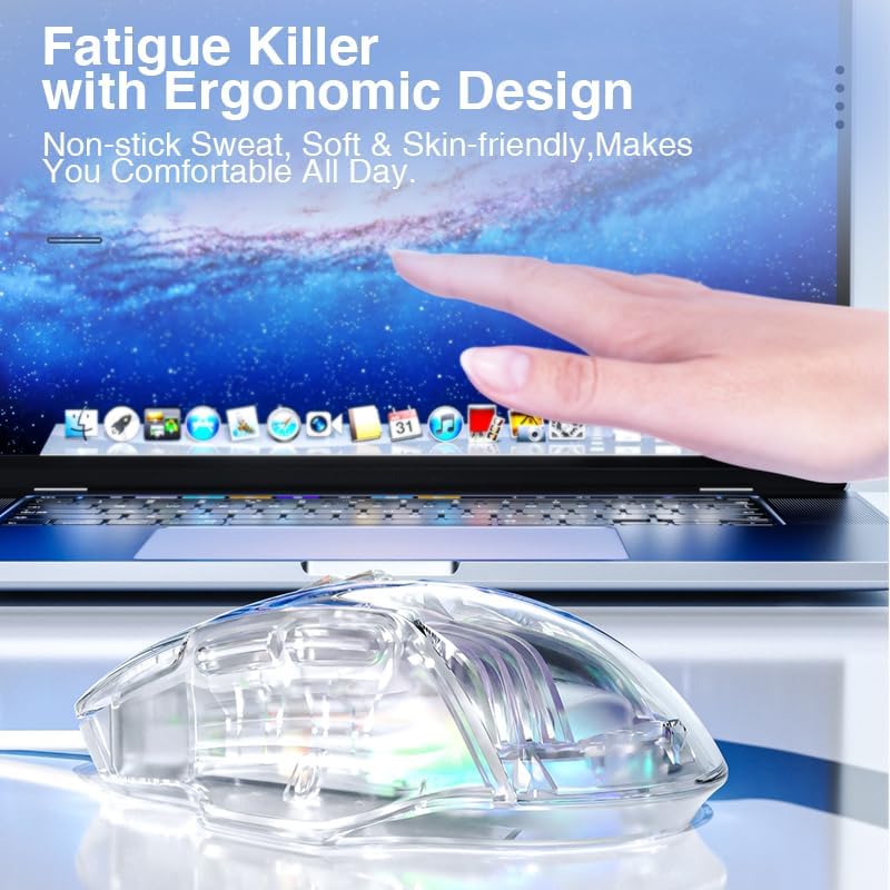 【NEW】 AULA S80 Wired Gaming Mouse RGB Transparent Ergonomic 7200DPI ...