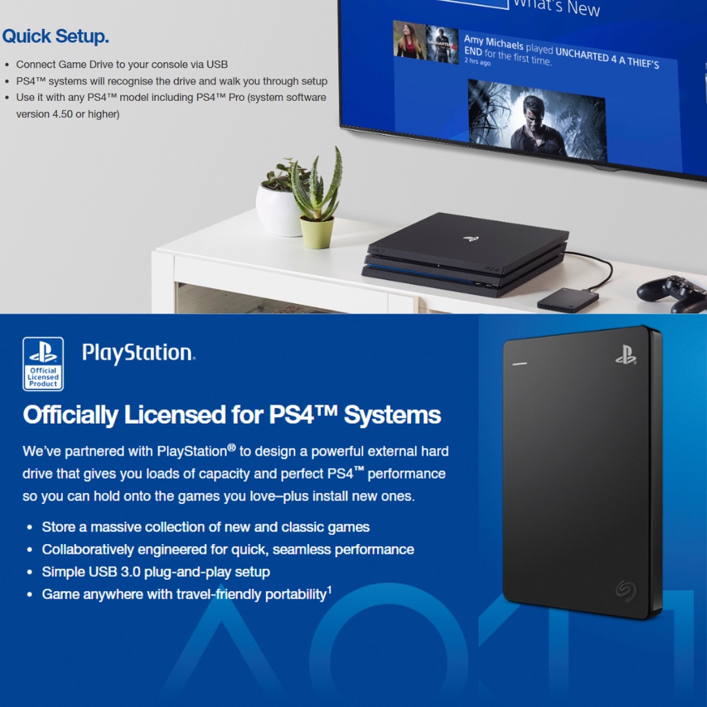 Seagate Game Drive External Hard Drive Disk HDD USB 3.2 Gen 1 for Sony ...