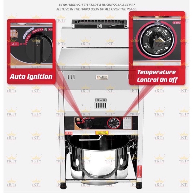 TKTT 70L 90L Taiwan Commercial Gas Deep Fryer Machine Auto Temperature Mesin Goreng Ayam Gunting ...