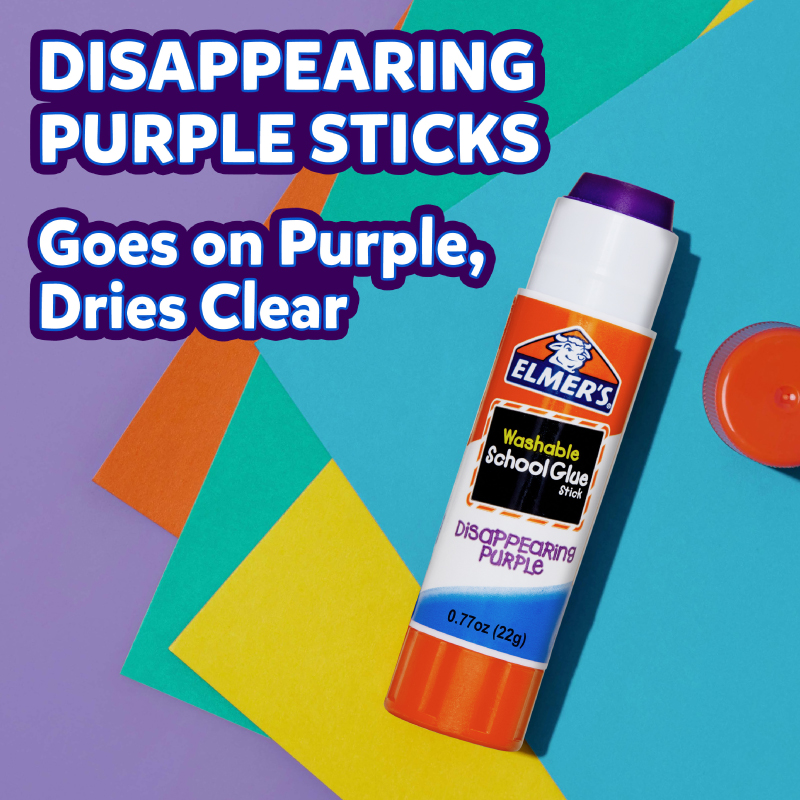 Elmer's Dissappear Purple Glue Stick Non-Toxic & Child Friendly (22g ...