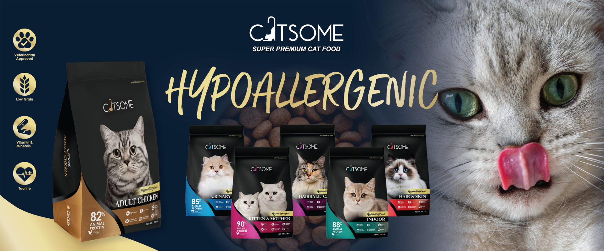 CatSome Hypoallergenic Low Grain Cat Food - 10kg (Makanan Kucing ...