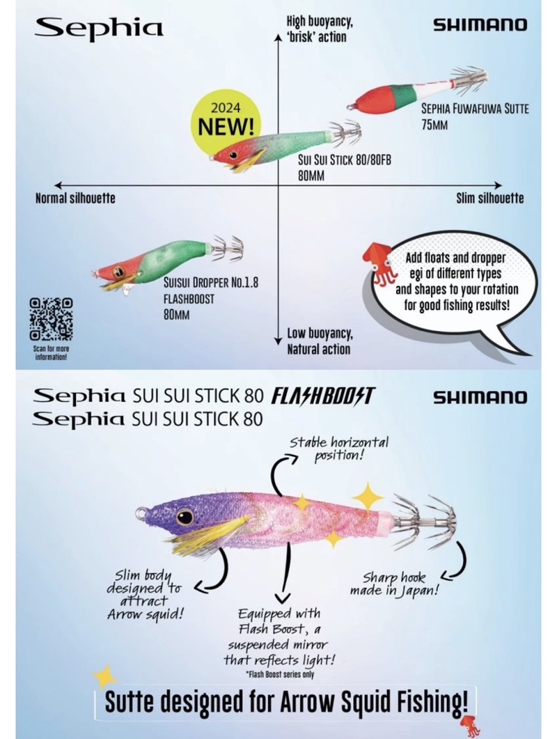 2024 SHIMANO SEPHIA SUI SUI STICK FLASH BOOST SQUID JIG 80MM 4.5G/4.3G DUEL CANDAT SOTONG EGING ...