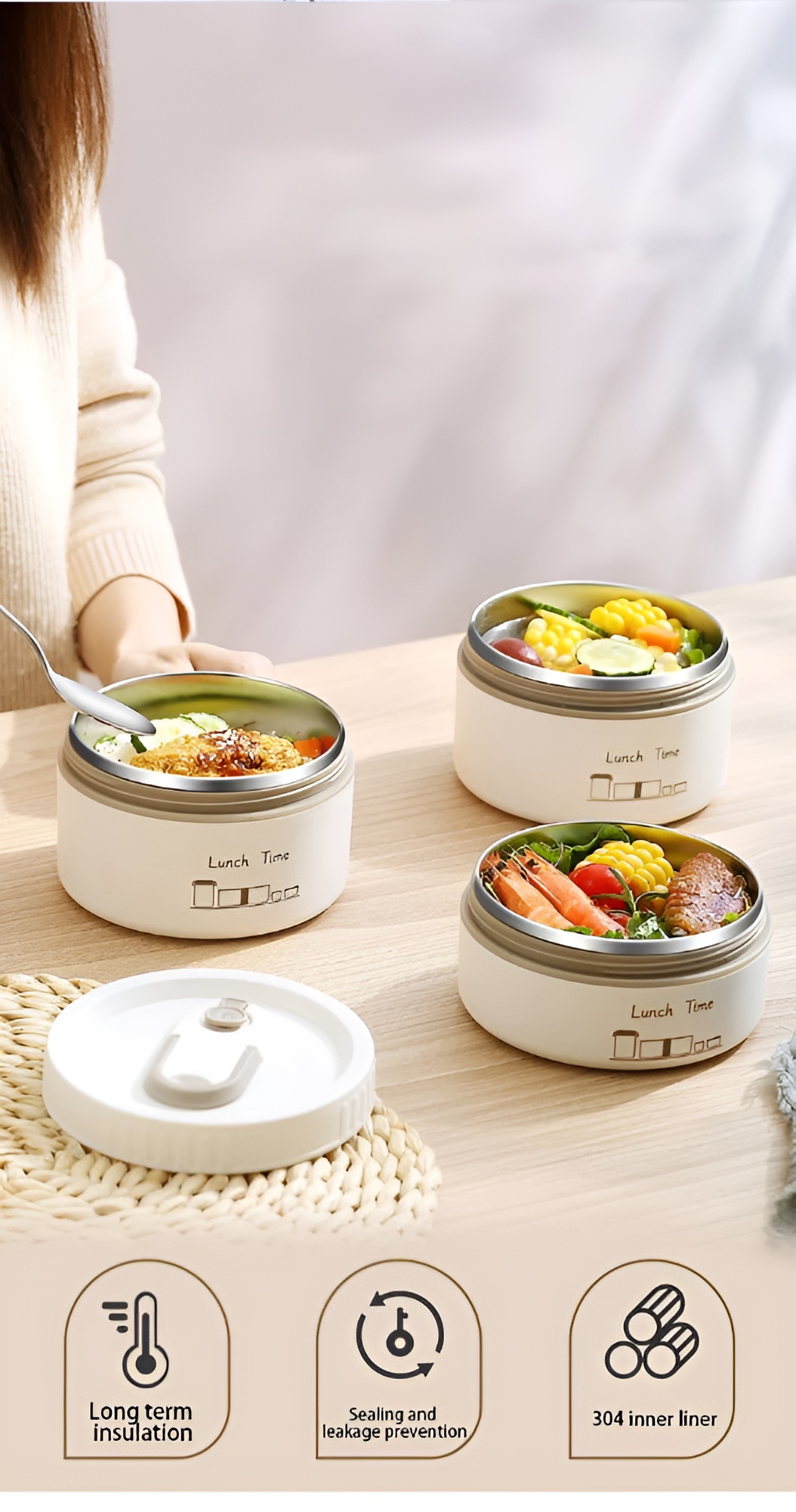 Thermal Lunch Box Portable Japanese Style Bento Box Lunchbox Leakproof ...