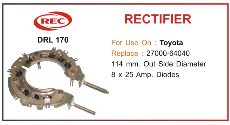 DRL170 DRL-170 BRAND REC ALTERNATOR RECTIFIER 65AMP (NIPPON DENSO TYPE ...