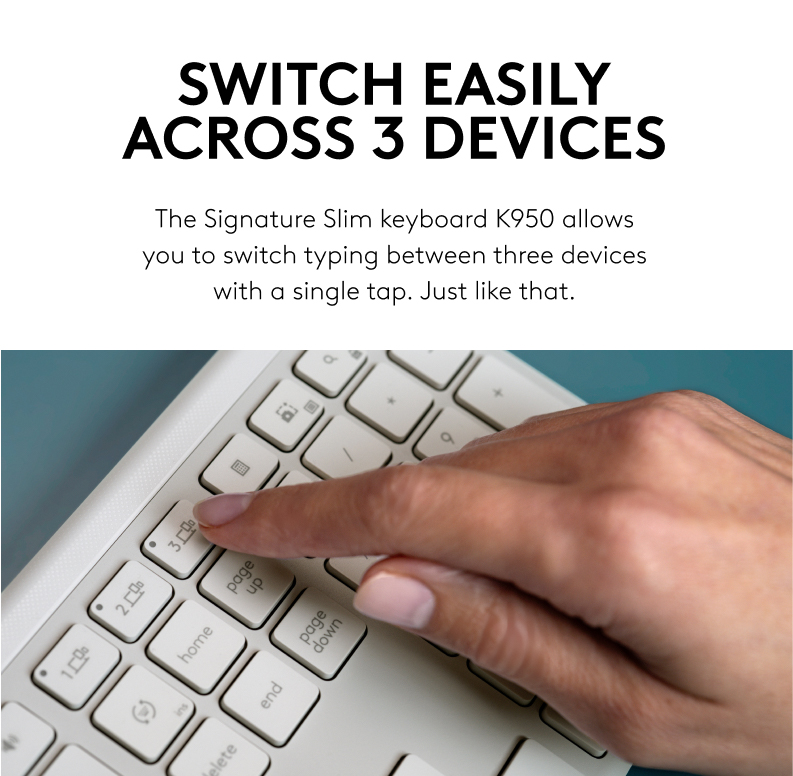 Logitech K950 Signature Slim Wireless Keyboard, Sleek Design, Switch ...
