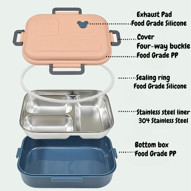 304 Stainless Steel Lunch Box Cheese Rat Two Or Three Compartment Food ...