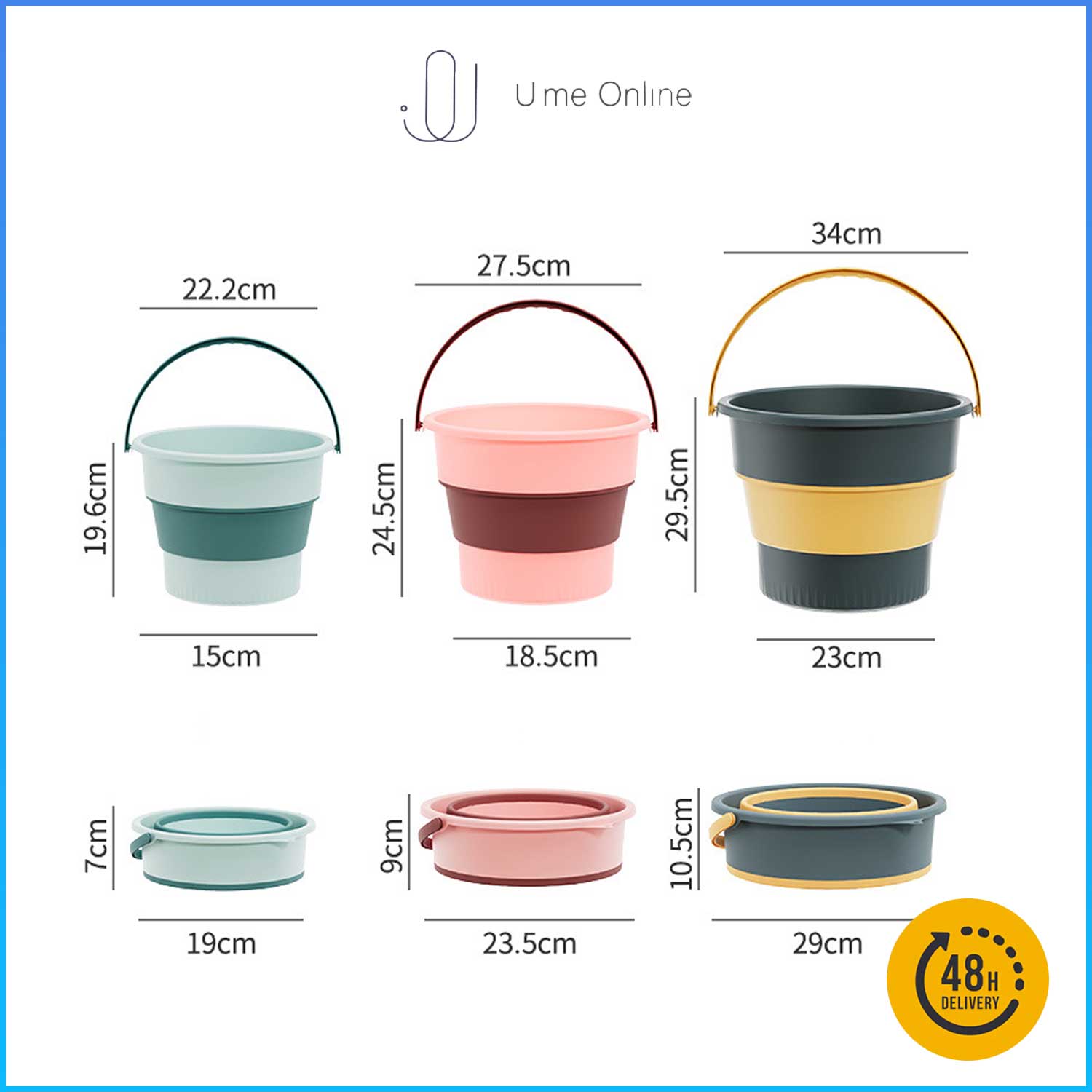 U.me Foldable Collapsible Portable Water Bucket with Handle Baldi Lipat ...