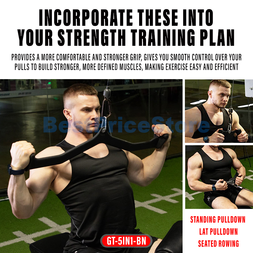 BPS 5in1 Power Grip Handle Cable Machine Accessories Lat Pulldown ...