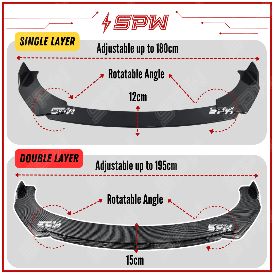 Universal Front Bumper Lip (Double Layer) Diffuser Lips Splitter ...