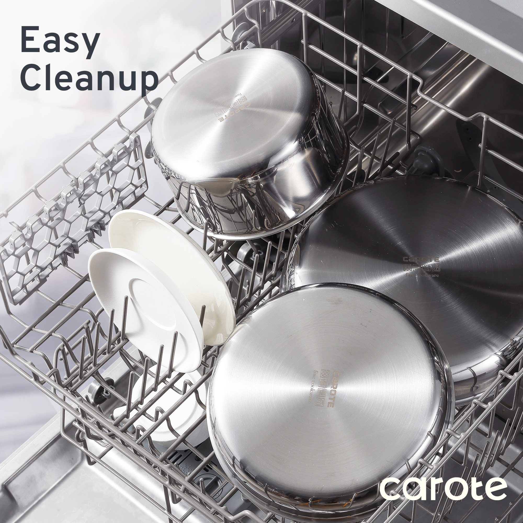CAROTE 5-Piece Stainless Steel Cookware Set, Nonstick Pots and Pans Set ...