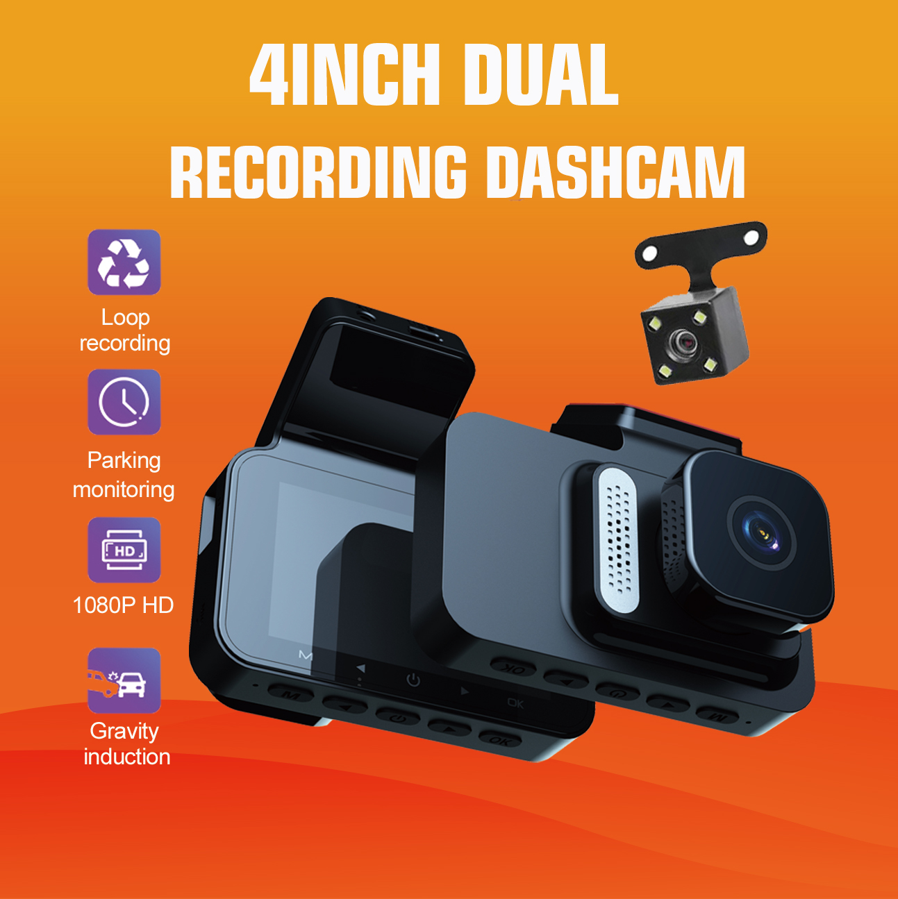 PONY 4 Inches Front and Rear Car Dash Cam Full HD 1080P With Rear ...