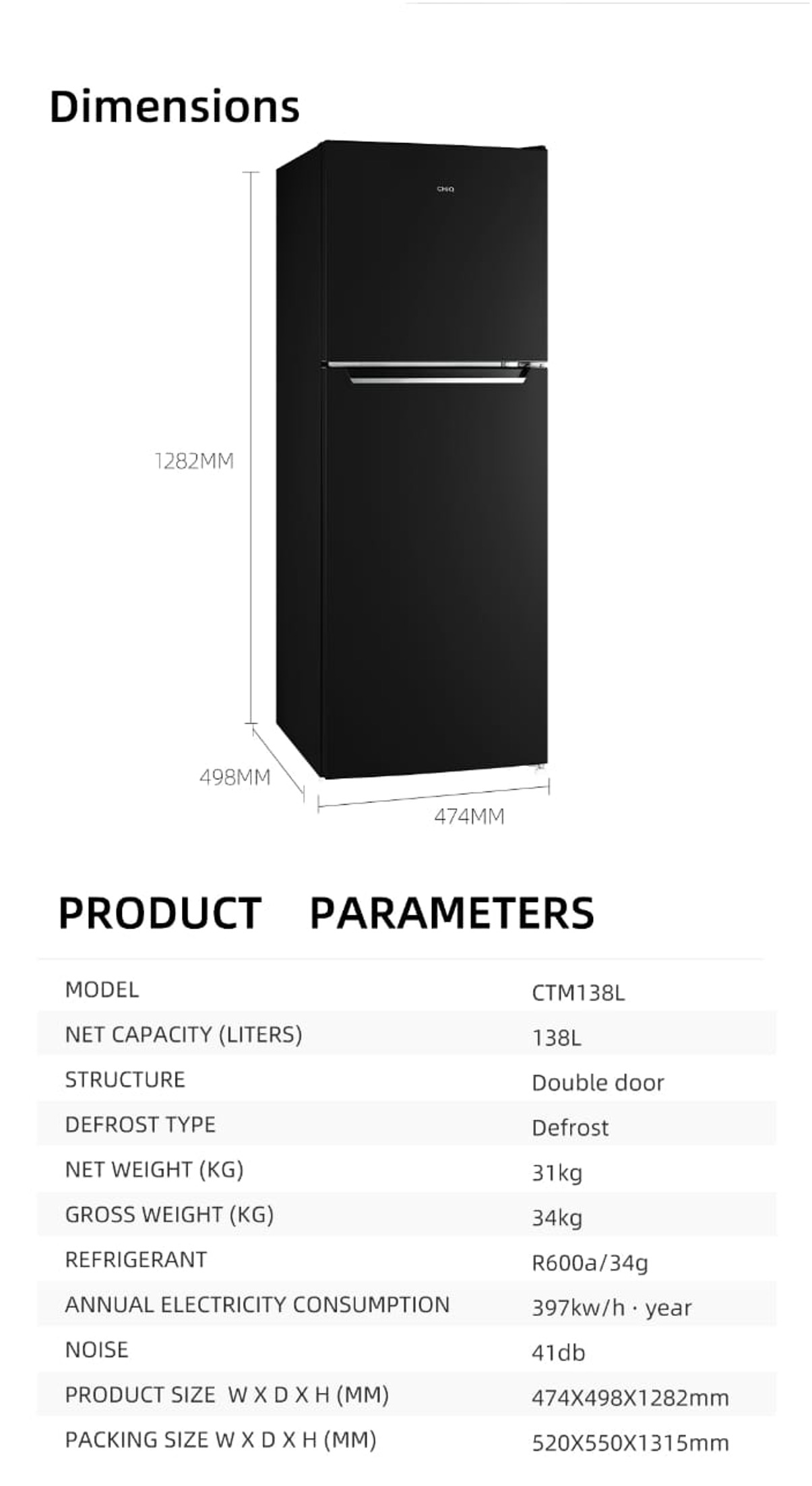 [FREE SHIPPING] CHiQ Fridge 2 Door Top Freezer Refrigerator (166L ...