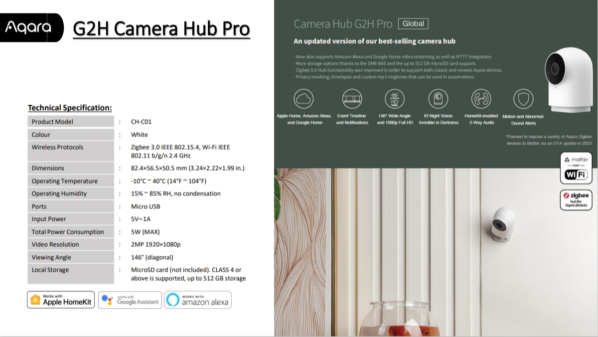 Aqara Security Camera Hub Indoor G2H Pro | HomeKit Support | 2 Way ...