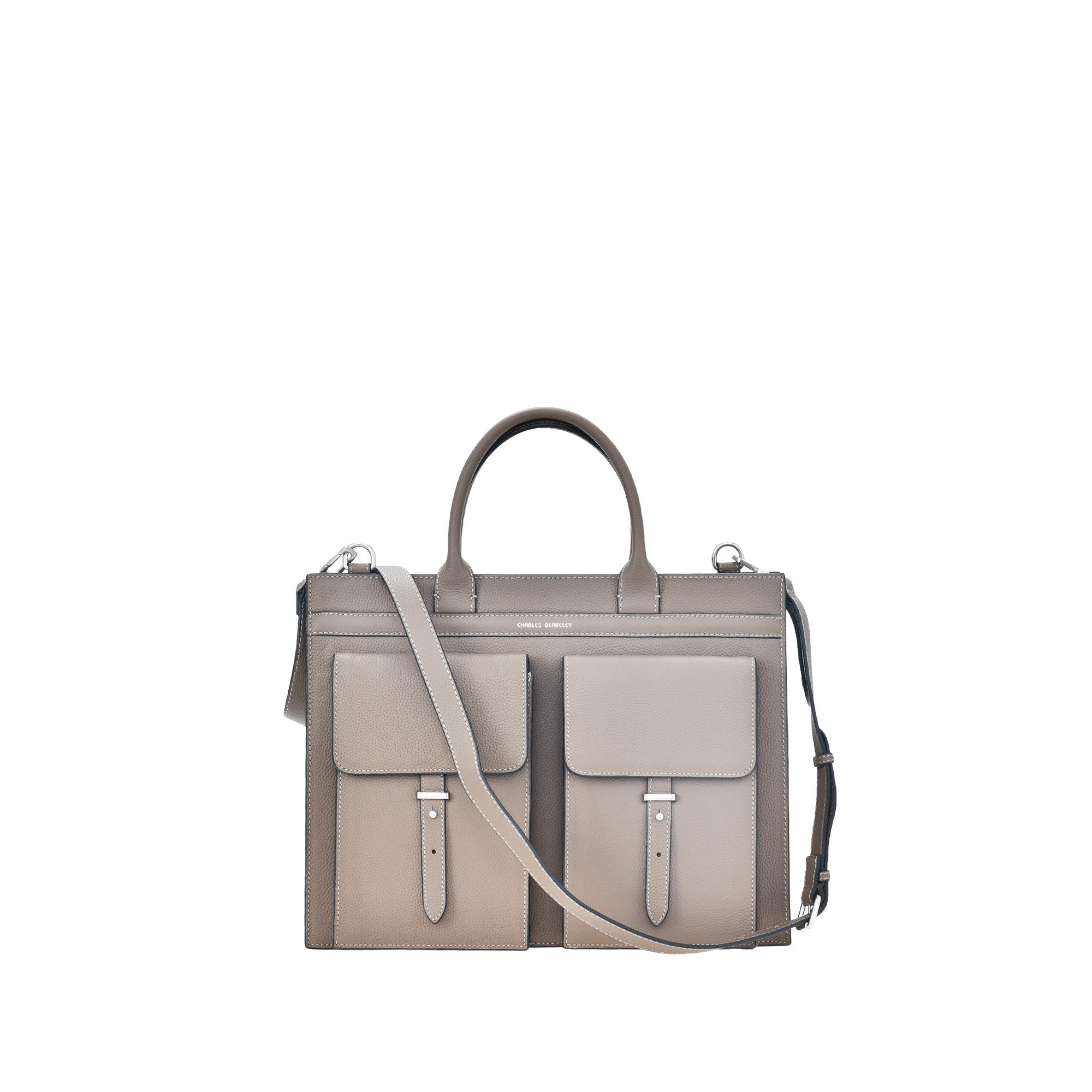 Charles Berkeley HEMSLEY Men's Leather Briefcase Top Grain Calf Leather ...