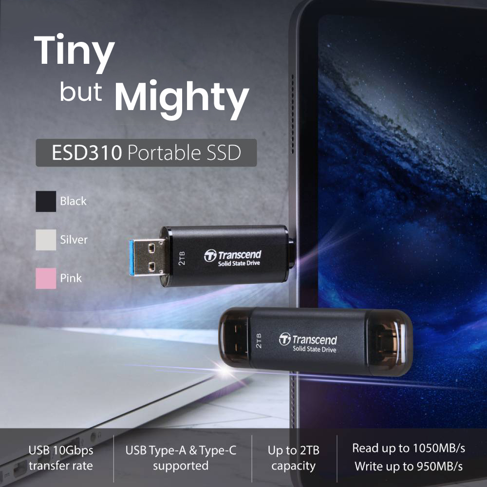 Transcend ESD310 Smallest Portable SSD Dual USB-A+C (256GB / 512GB ...