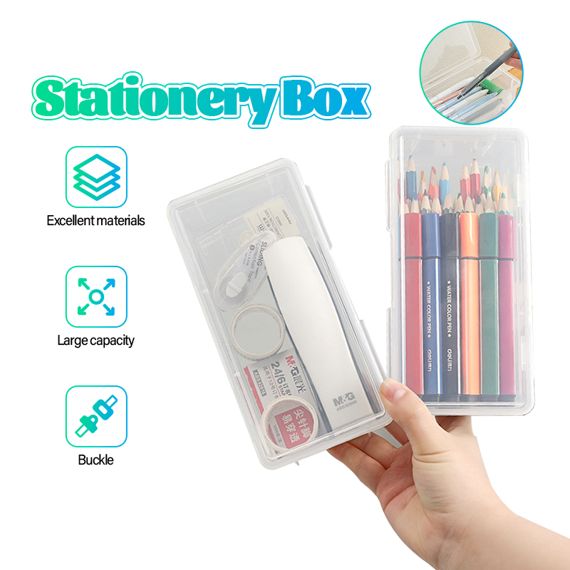 Transparent Pencil Box With Buckled School Pencil Case Supplies Large ...