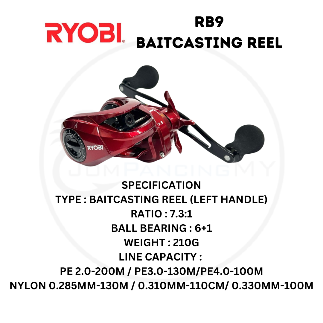 Ryobi RB9 Baitcasting Fishing Reel 1 Year Warranty with Free Gift Mesin ...