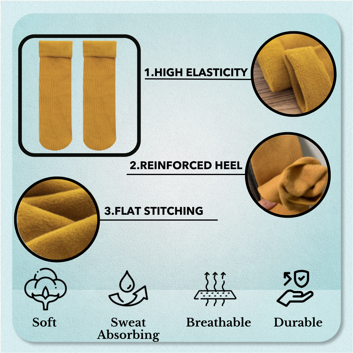 Hitchie 2Pairs Thick Cotton Wool Cashmere Socks Winter Warm Travel ...