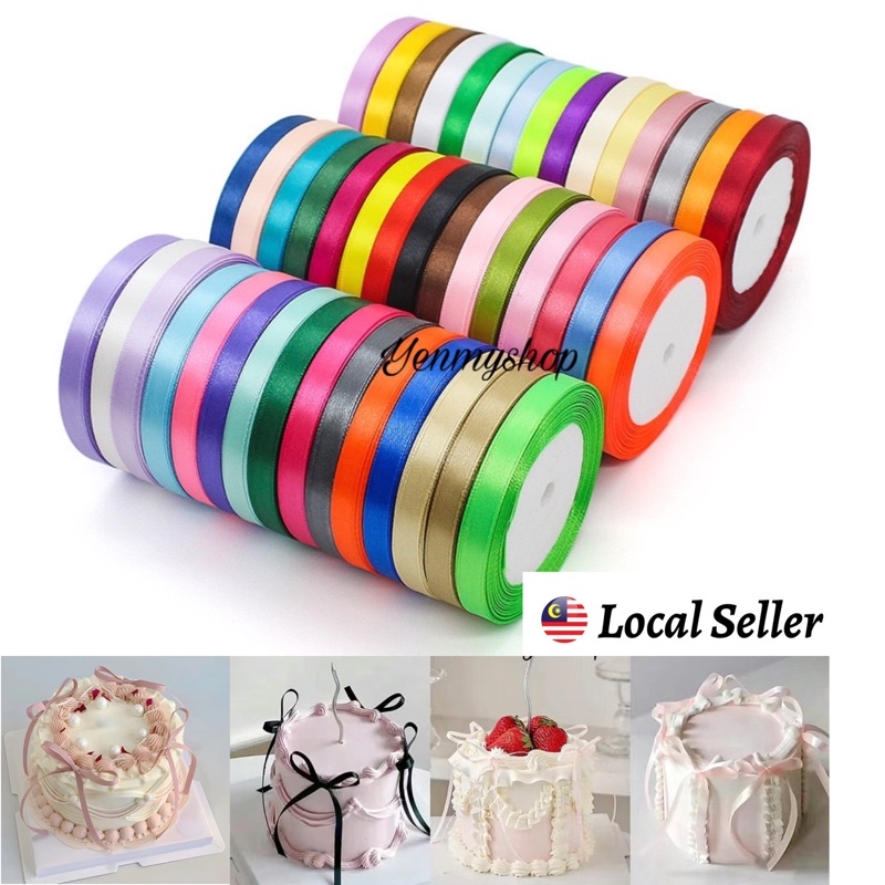 🇲🇾1CM×22M 2CM Ribbons Cake Decoration SATIN Ribbon Reben 彩带 | Shopee ...