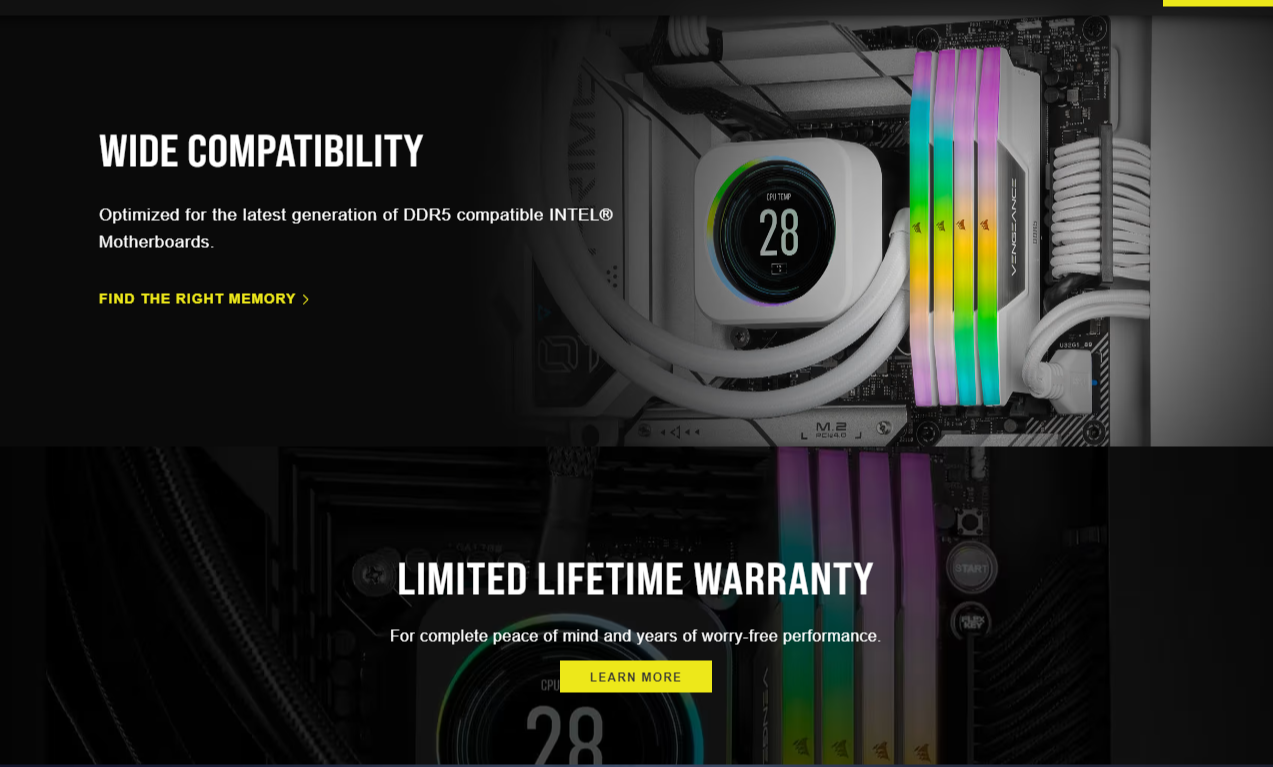 CORSAIR VENGEANCE RGB 32GB (2x16GB) DDR5 DRAM 6000MHZ CL36 AMD EXPO ...