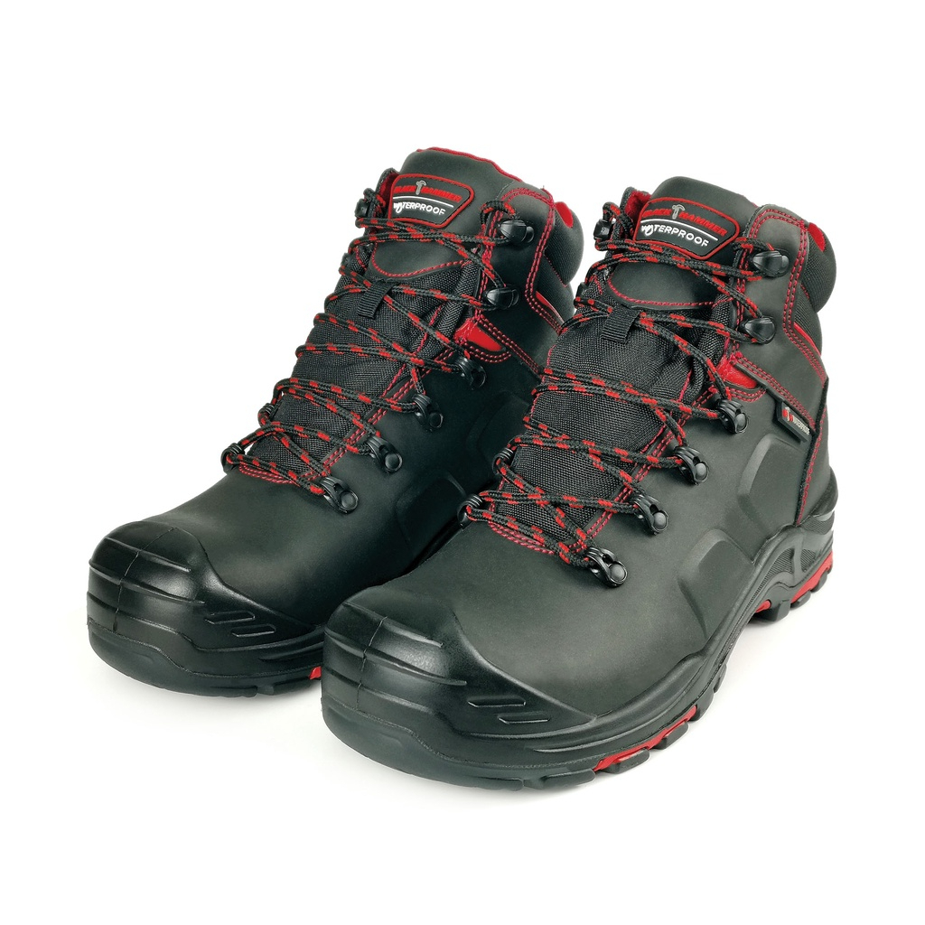 Black Hammer Pro Series Men Waterproof Mid Cut with Shoelaces Safety ...