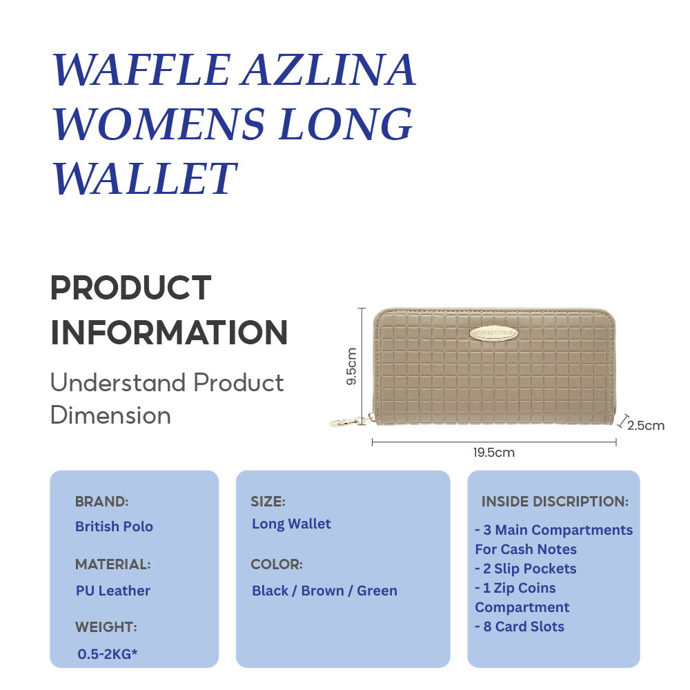 British Polo Waffle Azlina Ladies Leather Wallet Fashion Women Long ...