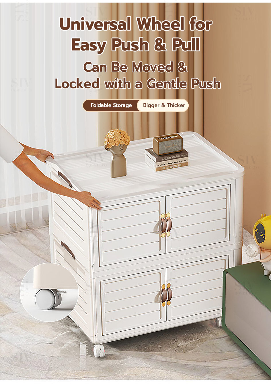 SIV 40-65cm(W) 2/3/4/5/6 Layers Foldable Storage Cabinet Double Doors ...