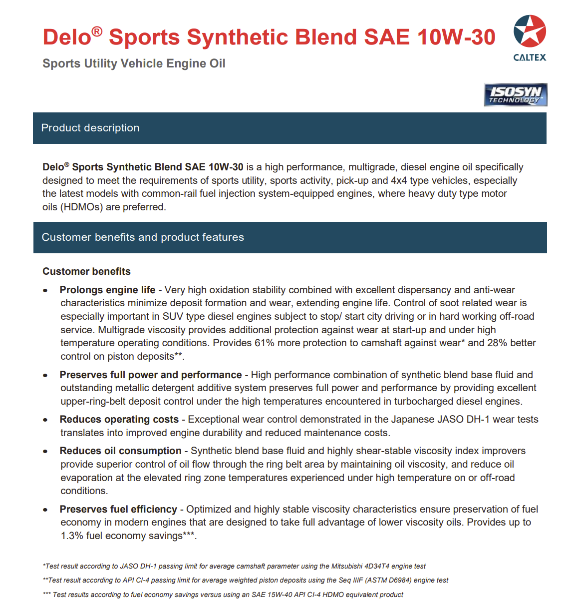Caltex Delo Sports 10W-30 CI-4 Synthetic Blend (Semi Synthetic) Diesel ...