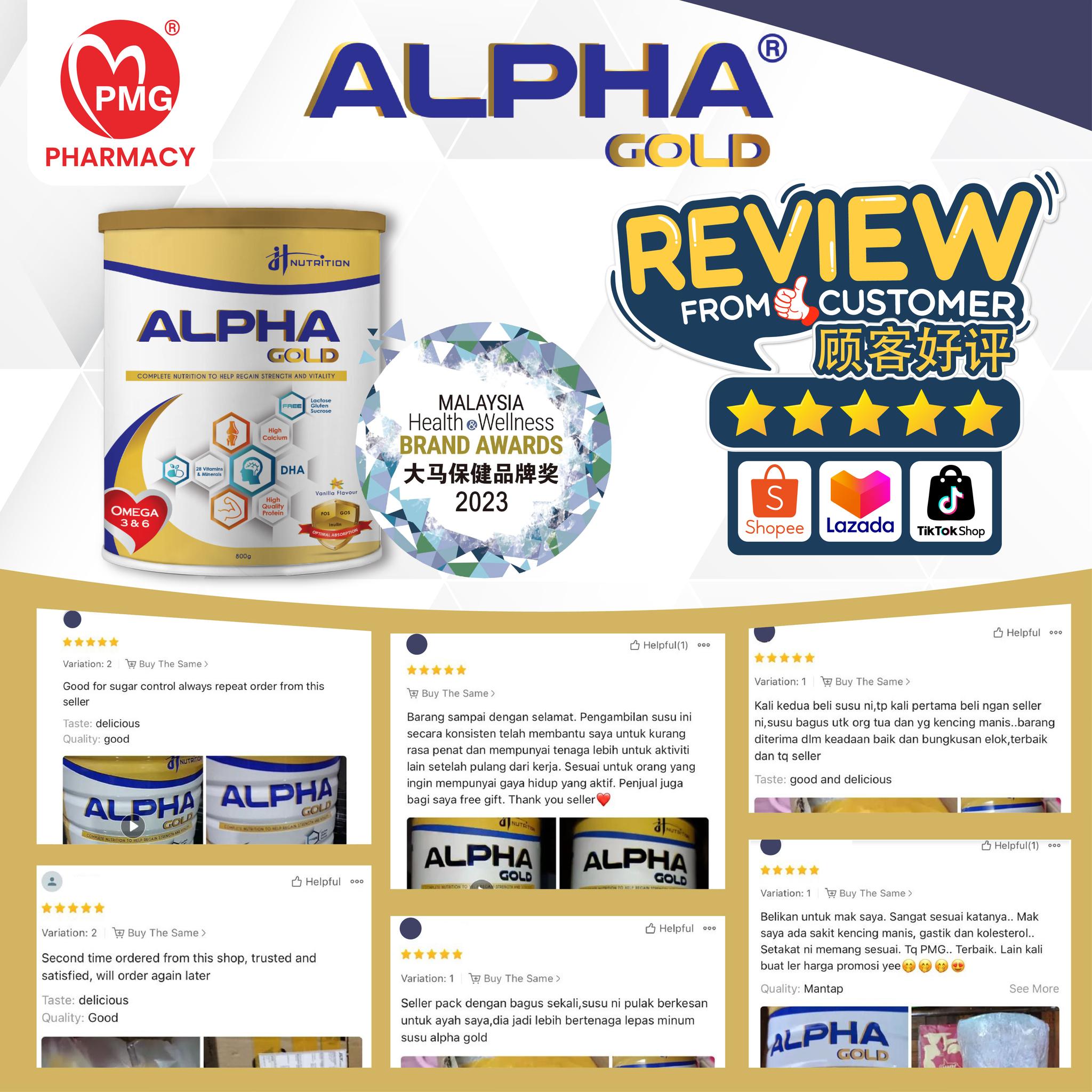 [JH NUTRITION] Alpha Gold 800g (6 tins) - Diabetic milk, blood sugar ...