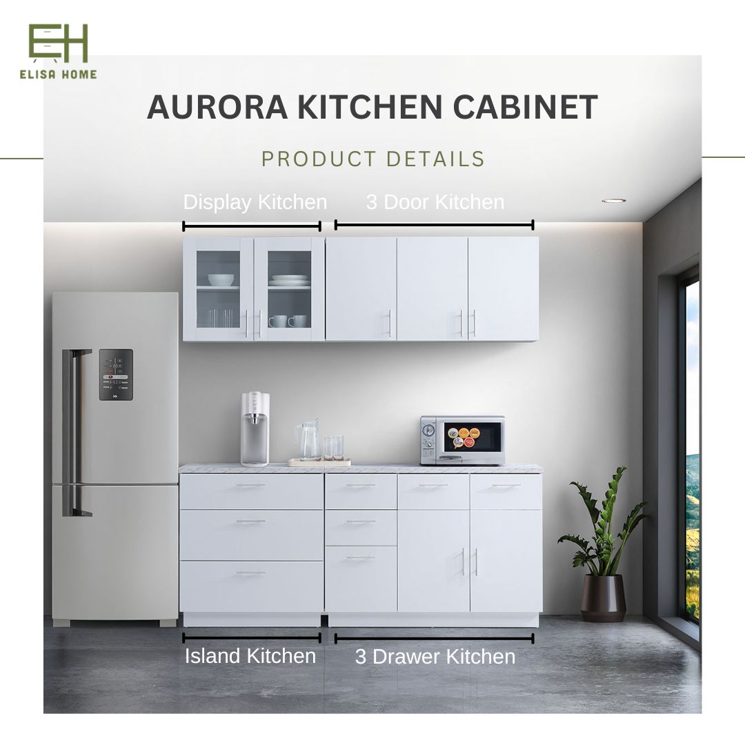 ELISA HOME Aurora Series Display Kitchen Cabinet Kabinet Dapur Rak ...