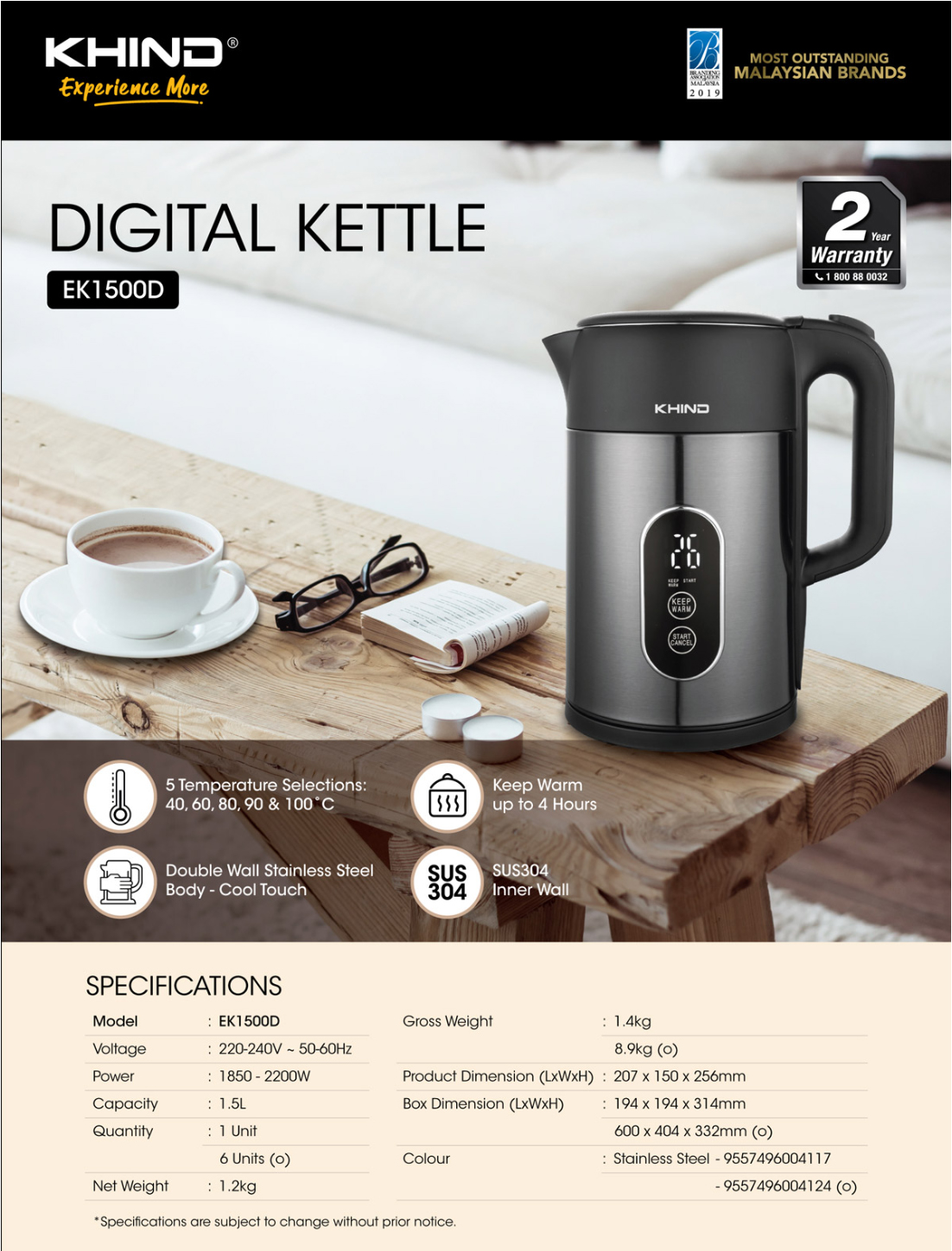 KHIND DIGITAL KETTLE EK 1500D | Shopee Malaysia
