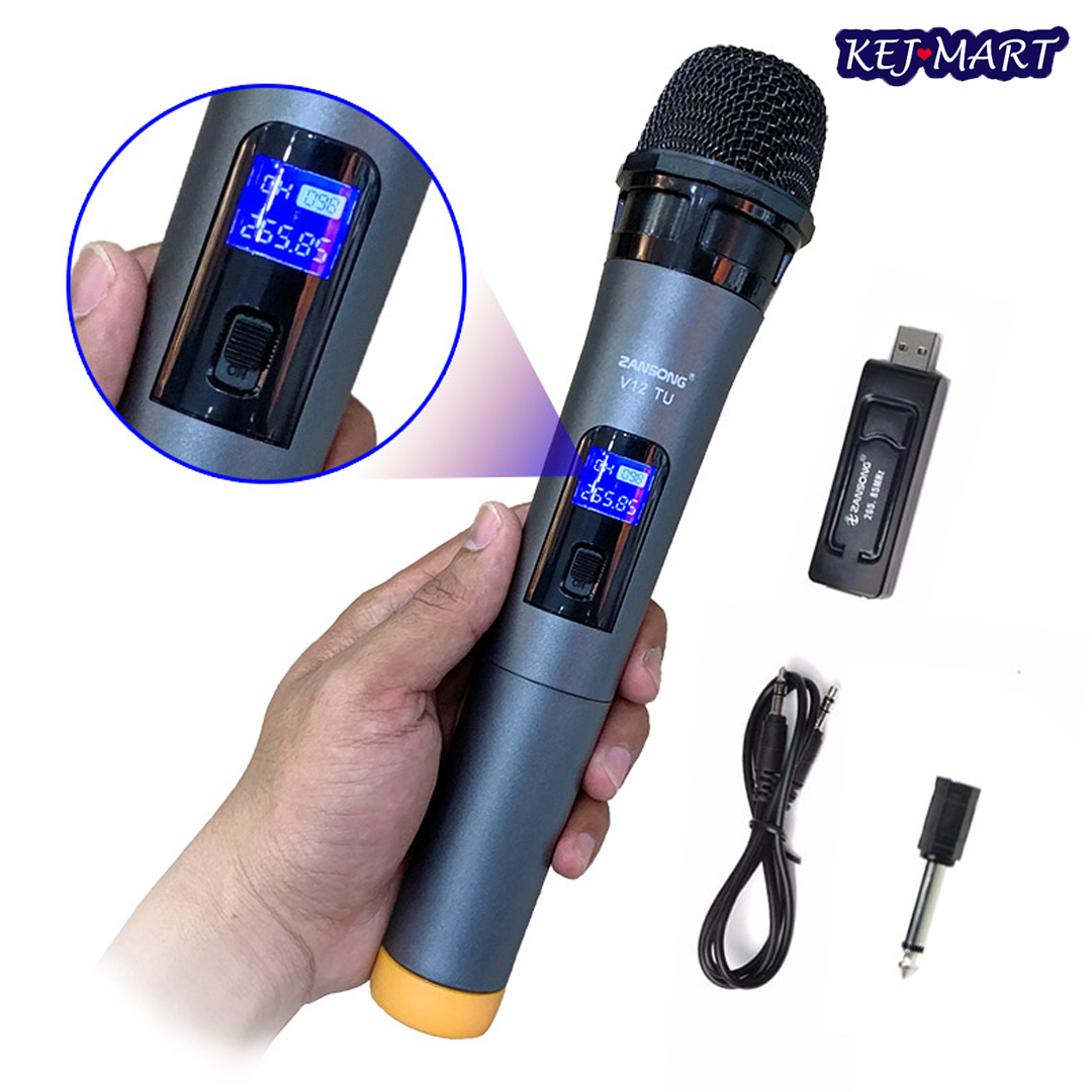 Zansong V12TU Professional VHF Wireless Microphone LCD Handheld ...