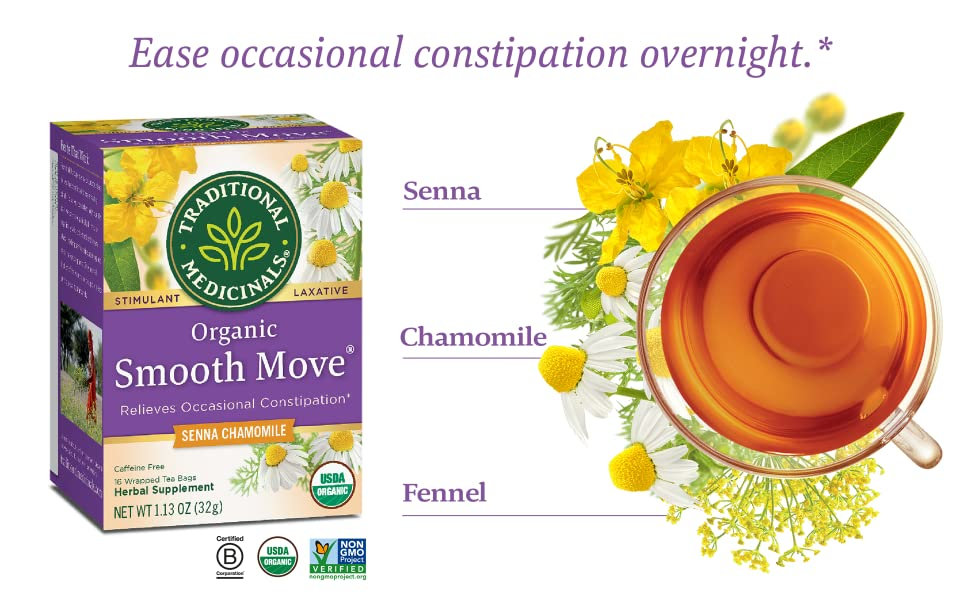 Traditional Medicinals Laxative Teas Organic Smooth Move Caffeine Free ...