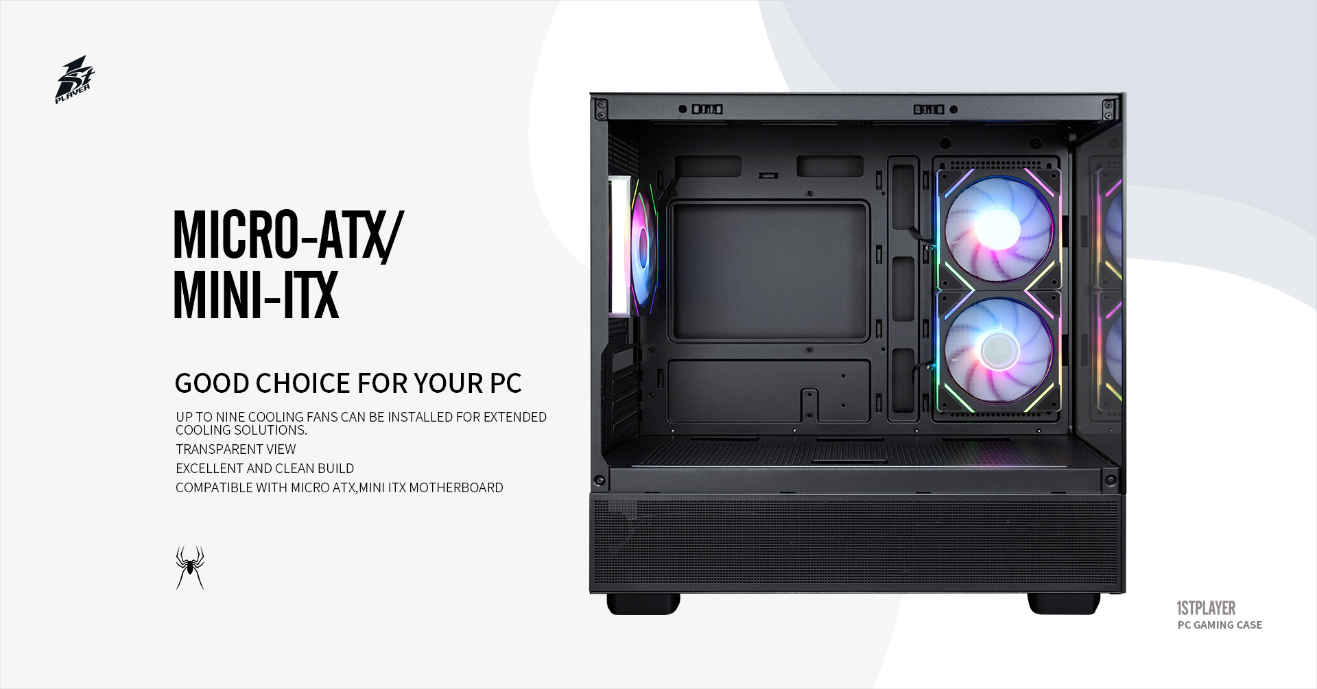 1st Player MIKU MI5 BLACK / WHITE Transparent Megaview MATX Casing ...