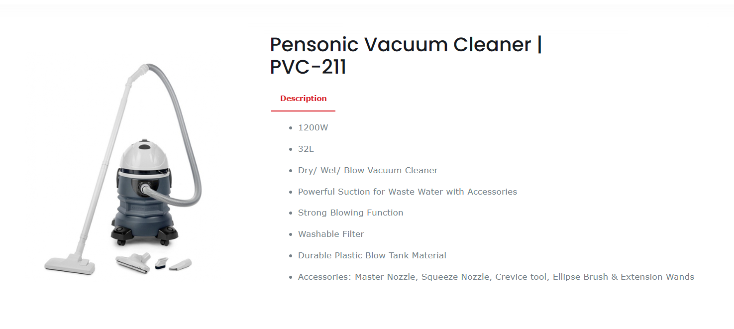 Pensonic Wet and Dry Vacuum Cleaner 1200W 32L PVC-211 / PVC211 | Shopee ...