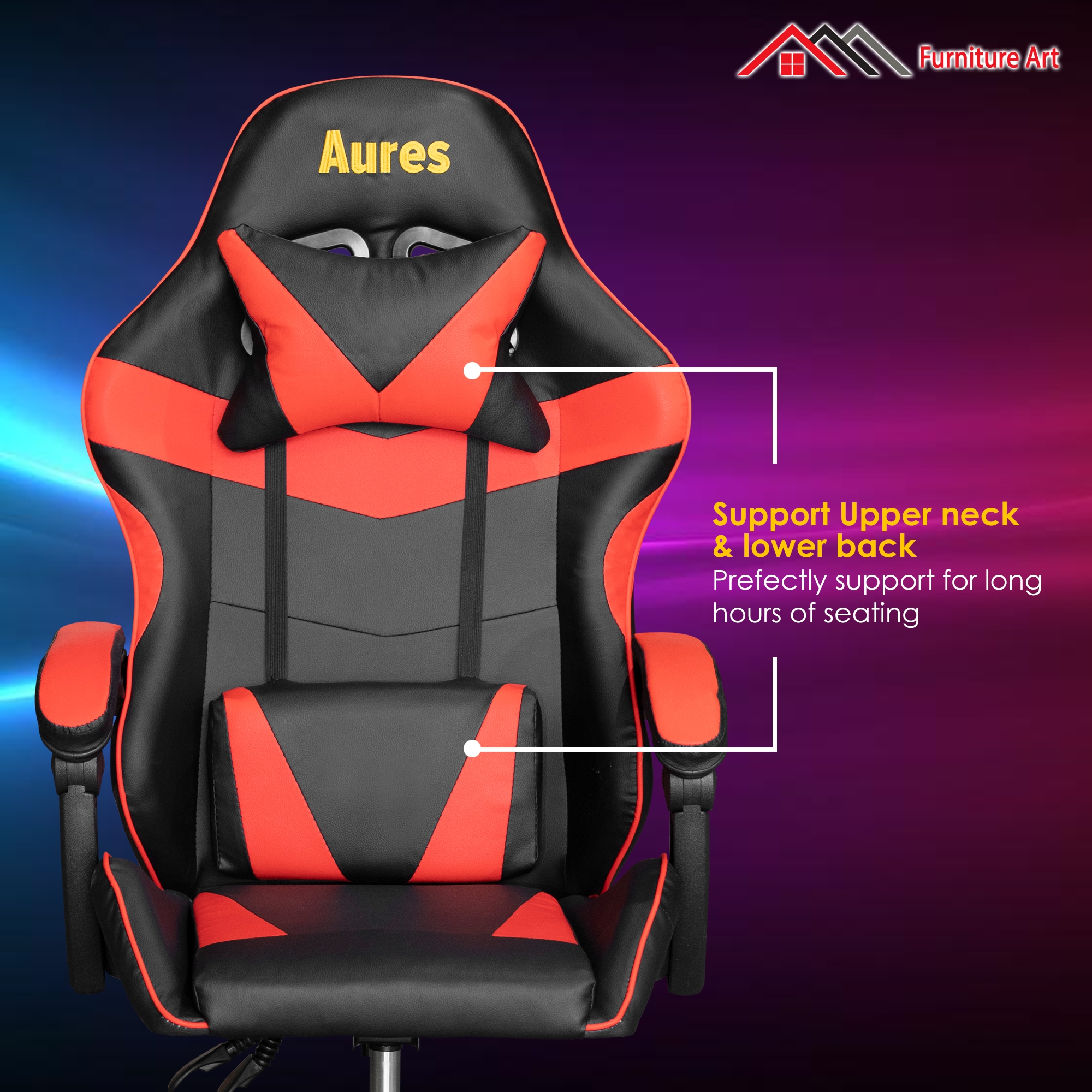AURES Leather Gaming Chair/Office Chair/Ergonomic Gaming Chair/Kerusi ...