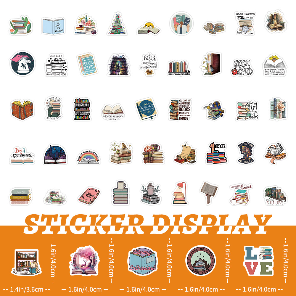 100pcs I Love Book Stickers Reading Sticker Decoration Journal Sticker ...