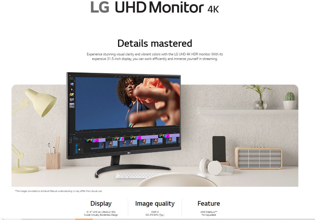 LG Monitor 32UR500 31.5'' UHD 4K HDR monitor with AMD FreeSync - 3Years ...