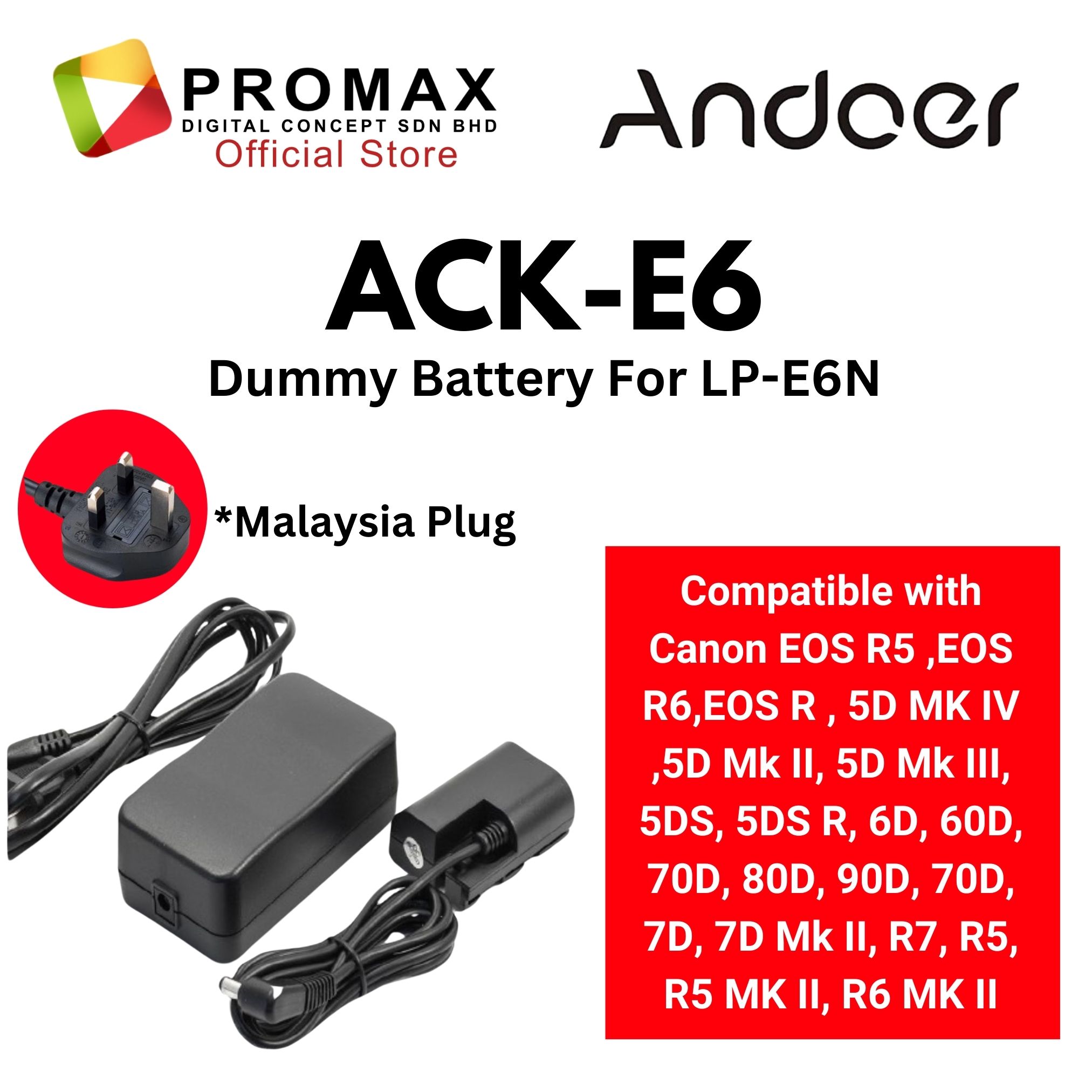 ACK-E6 USB-E6 TYPE-C E6N DUMMY BATTERY + Camera AC power supply adapter For Canon LP-E6 R5 R6 II ...