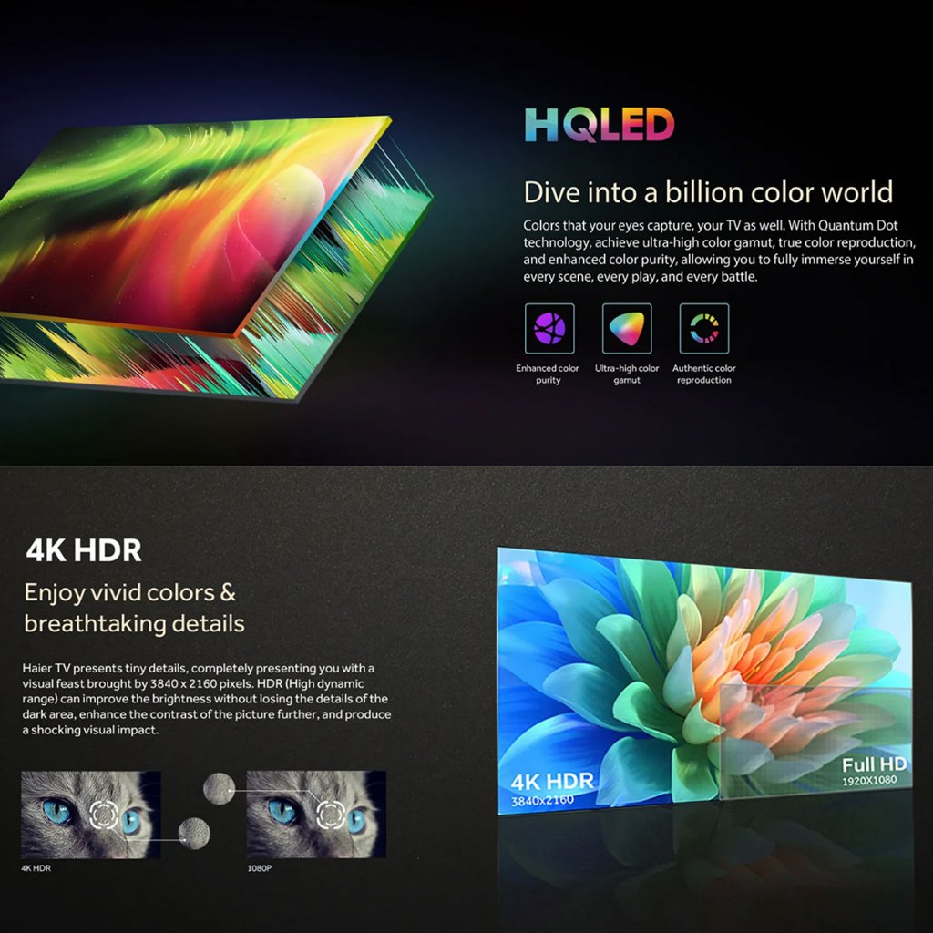 Haier S75E Series HQLED TV 50 55 65 Inch 4K Smart TV UHD Android QLED ...