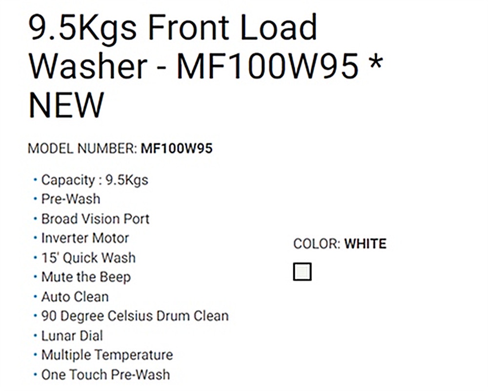 【FREE SHIPPING】COMBO SET Midea Inverter Front Load Washer MF100W85B (8 ...
