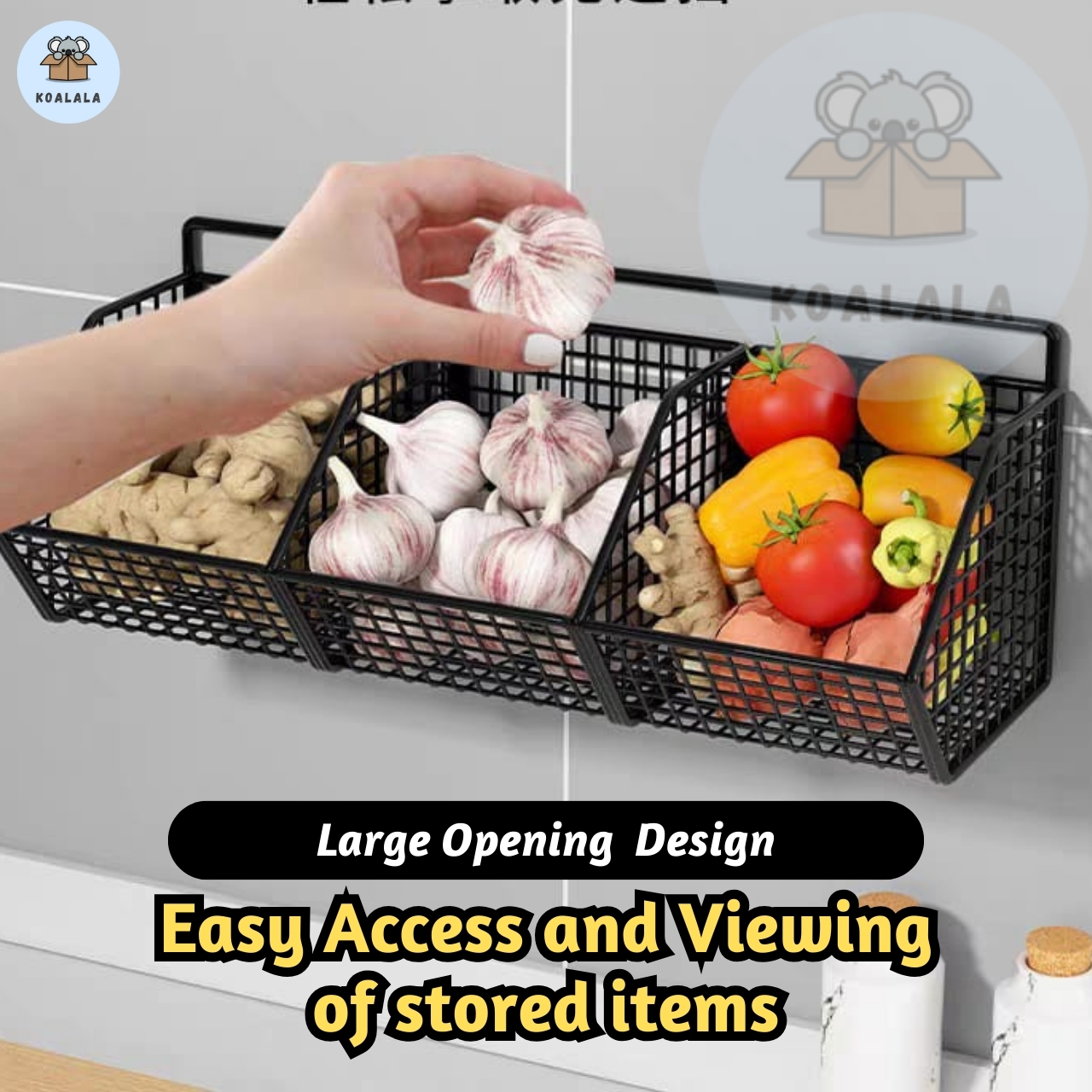 1/2/3 Grid Wall Mounted Onion Storage Basket Bekas Bawang Rack ...