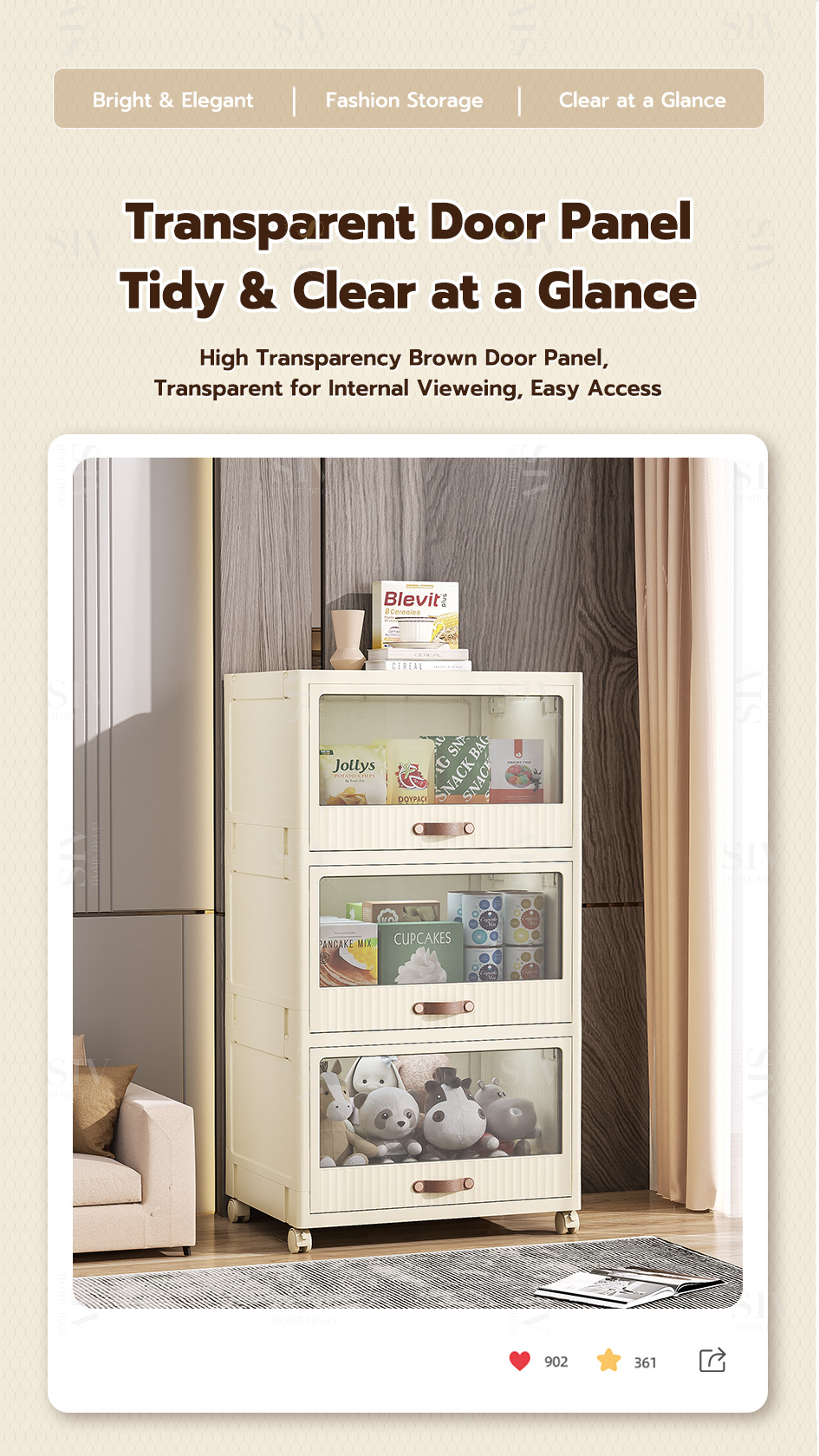 (Free Installation)SIV Foldable Drawer Cabinet Folding Storage Box ...