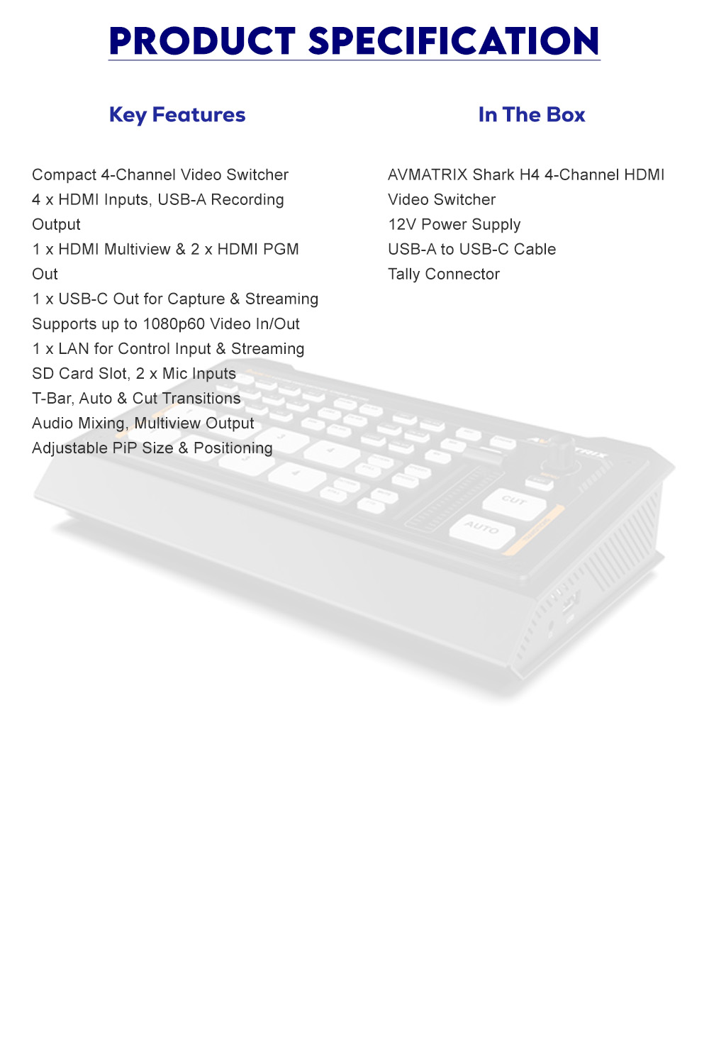 AVMATRIX Shark H4 / H4 Plus 4-Channel HDMI Video Switcher | Shopee Malaysia
