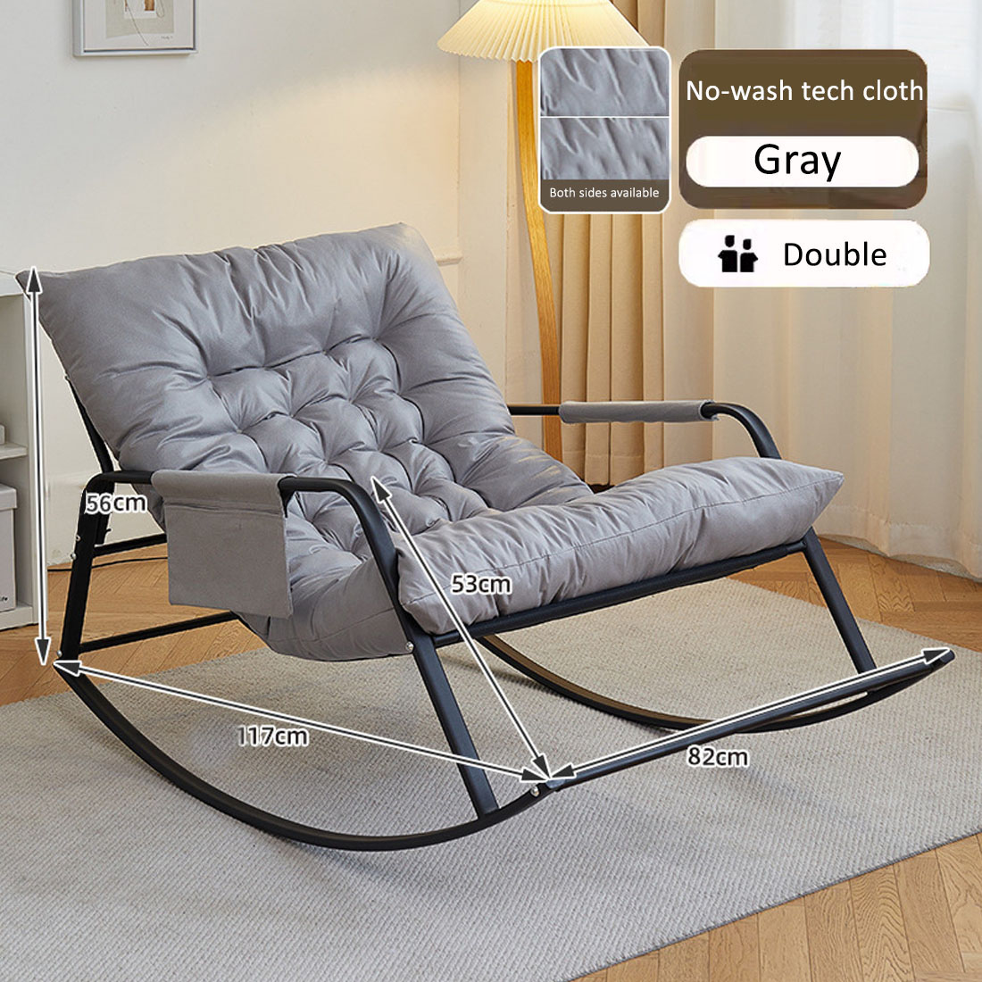 Double Rocking Chair Lazy Sofa Large Lazy Chair Nordic Style Recliner ...